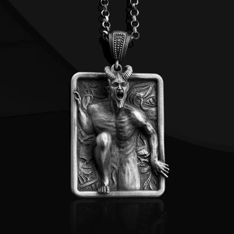 Satanic-Necklace-for-men-stainless-steel-Baphomet-Goat-Headed-Pagan ...