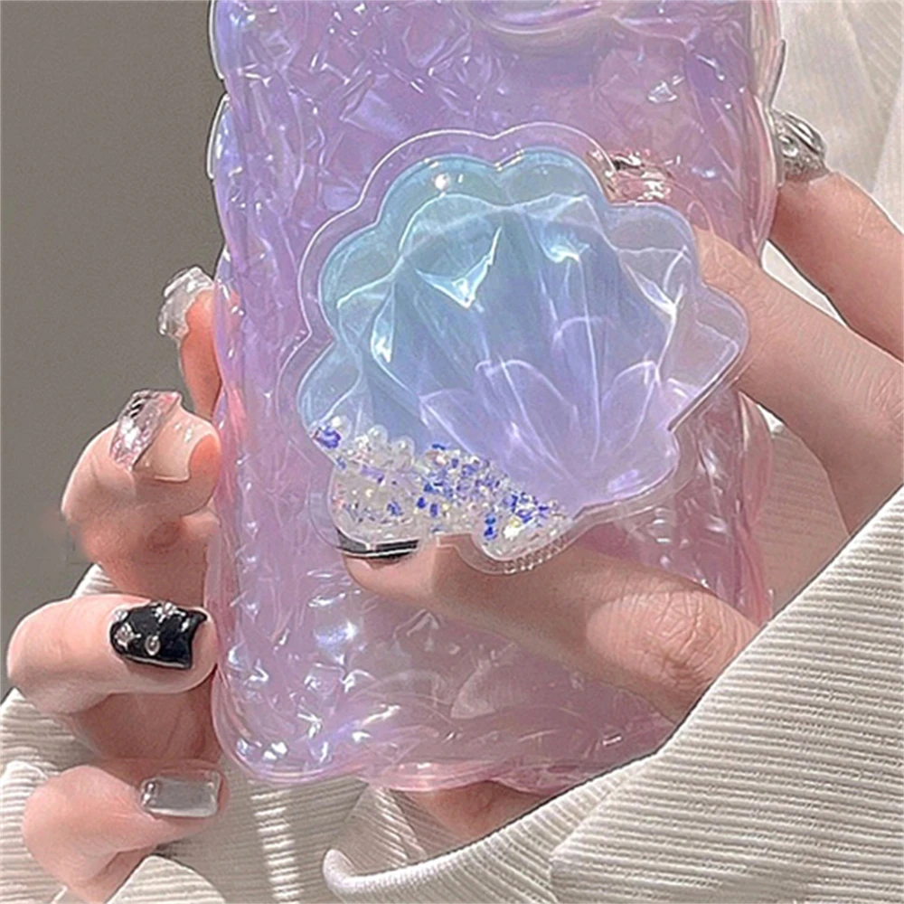 Korean Cute Quicksand Shell Bracket Phone Grip Tok Griptok Ring Holder ...