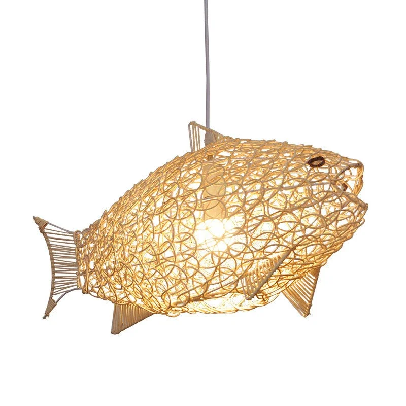 Nordic Modern Pendant Lights Creative Fish Art Bamboo Light Fixture LED ...