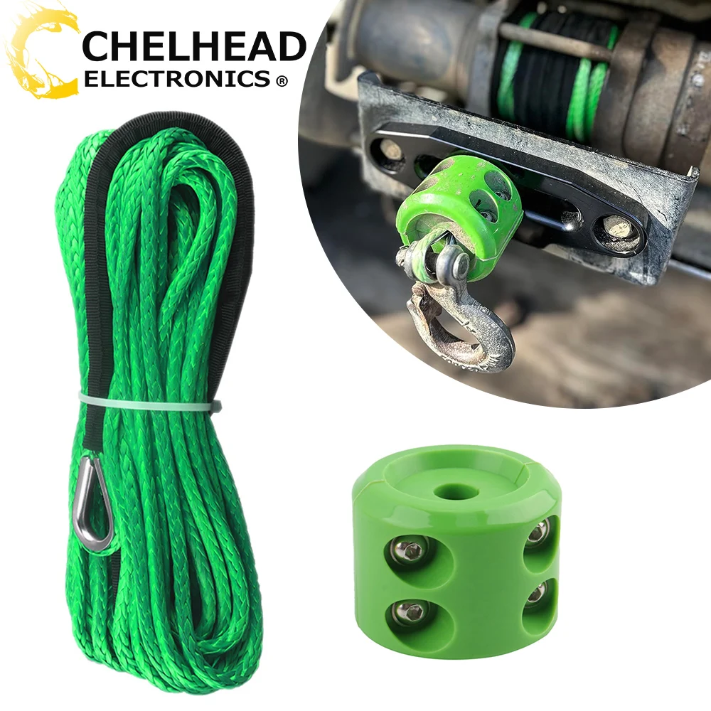 Towing-Rope-Winch-Shackle-Synthetic-Tow-Cable-Line-with-Rubber-Stopper ...