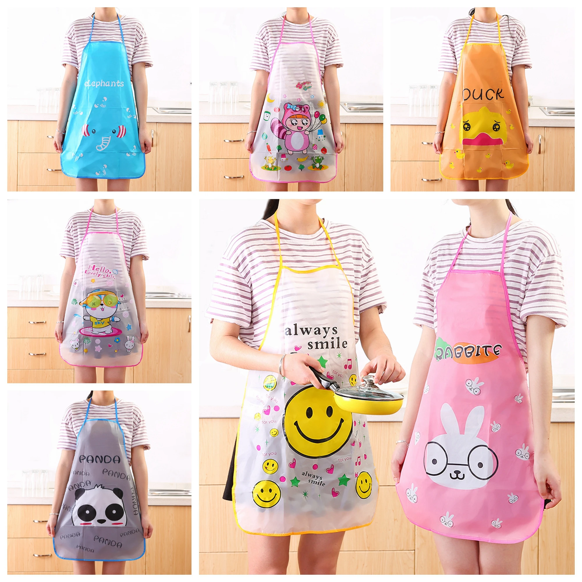 Women-Cartoon-Fruits-Waterproof-PVC-Apron-Kitchen-Restaurant-Cooking ...