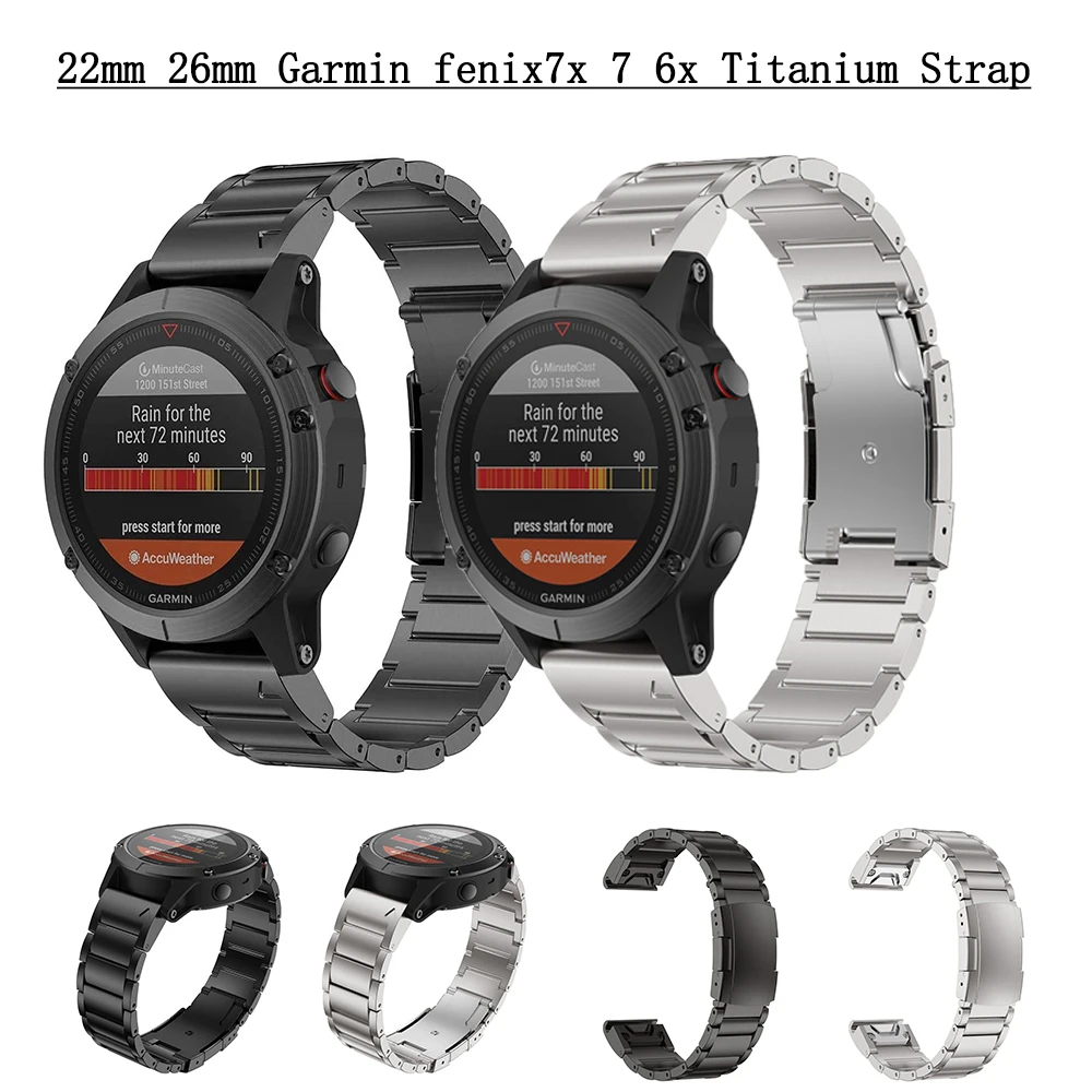 Tactix for Garmin 22mm 26mm Quickfit Titanium Straps Fenix 7X 6X 7 6 ...