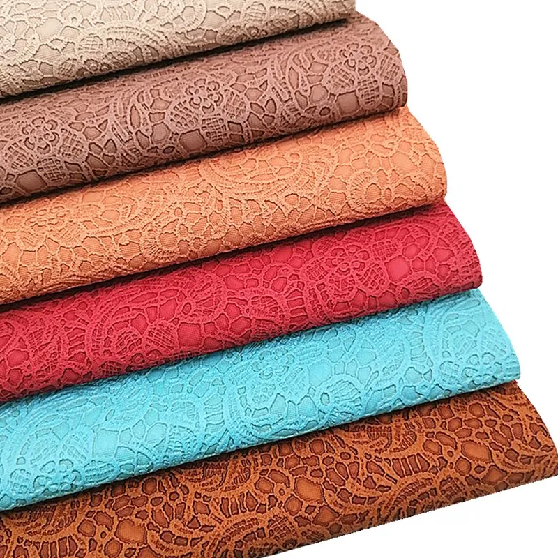 Hojas-de-tela-de-cuero-sint-tico-en-relieve-de-encaje-rosa-cuero-de ...