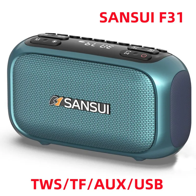 SANSUI F31 Portable Bluetooth Speaker Fashion FM Radio TWS/USB/TF/AUX ...