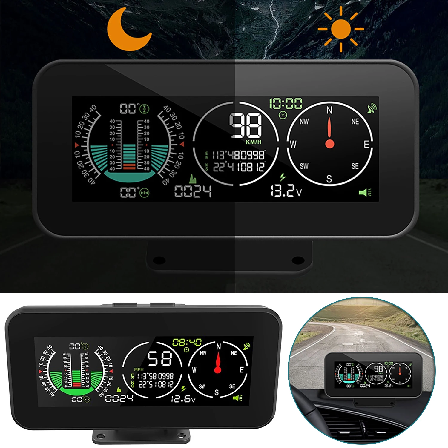 MR CARTOOL M60 HUD Pitch Roll Angle GPS Speedometer Off-road MR CARTOOL ...