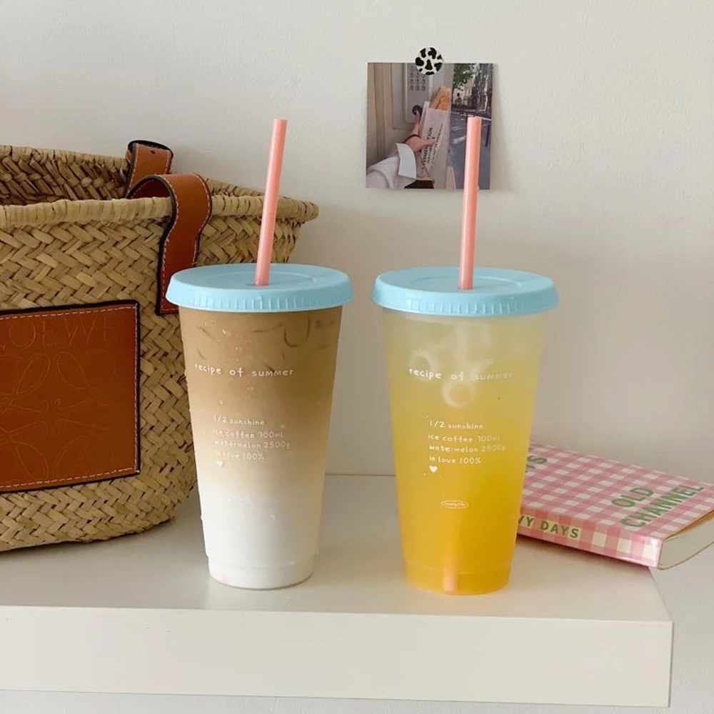 Reusable-Water-Cup-Plastic-Straw-Cups-Cute-Water-Bottle-For-Coffee ...