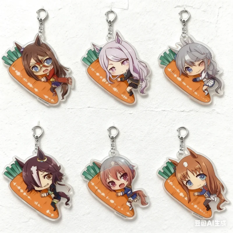 6CM Uma Musume Pretty Derby Acrylic Keyring Cute Teio Mejiro McQueen ...