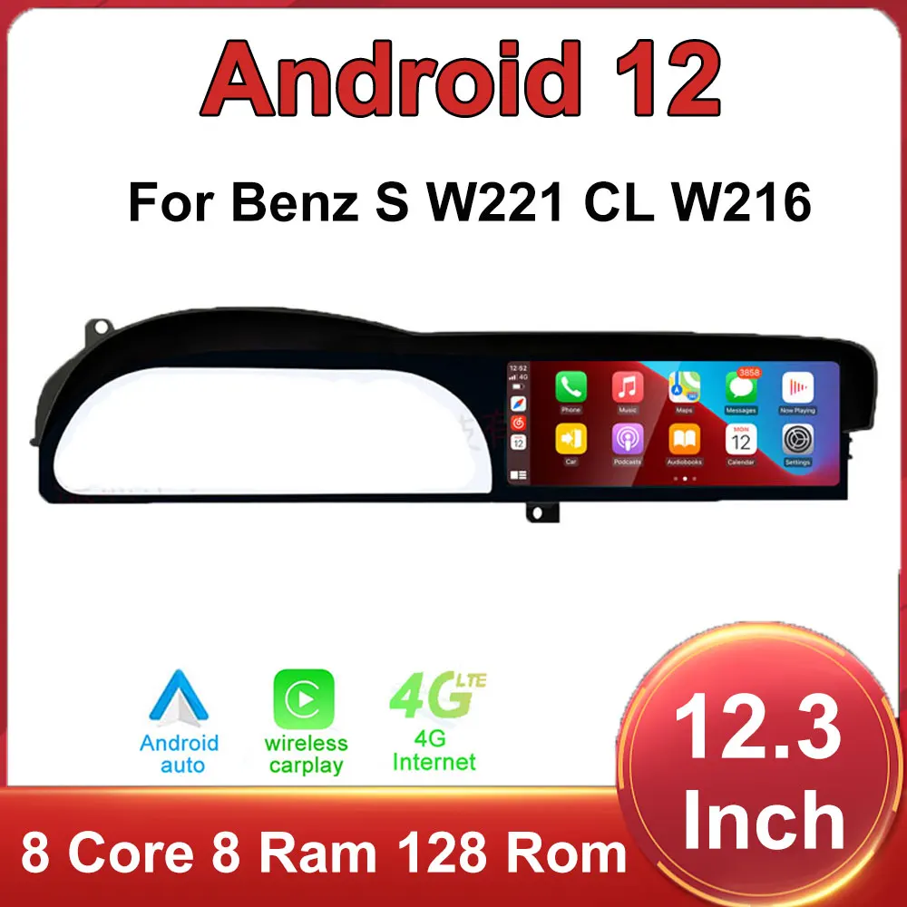 Android 12 Touch Screen 12.3 Inch For Benz S W221 Cl W216 2005-2013 Car ...