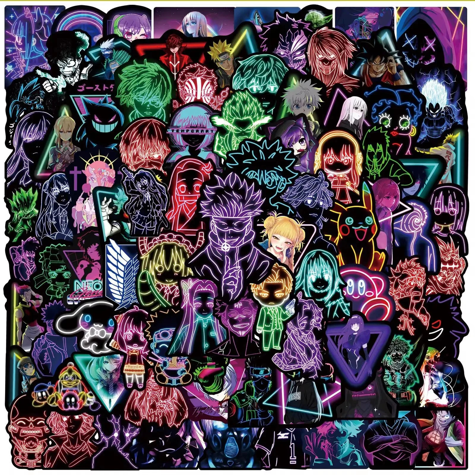 50-100PCS-Mixed-Anime-OnePiece-Demon-Stickers-Neon-Light-Laptop-Car ...