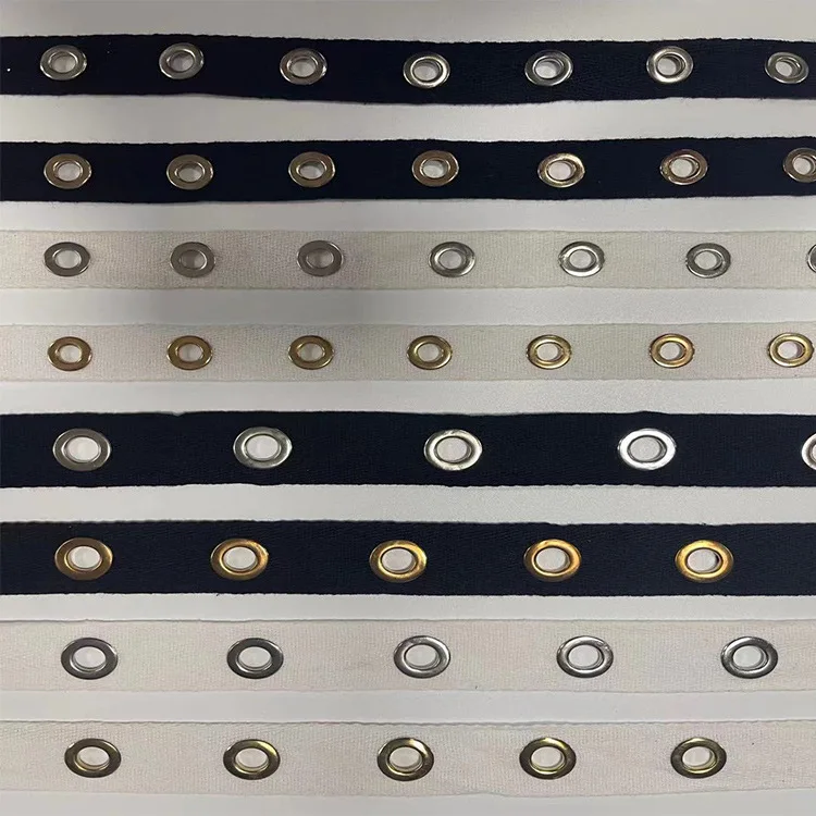 4yard/lot 2cm/2.5cm wide cotton webbing with perforated ring flat ...