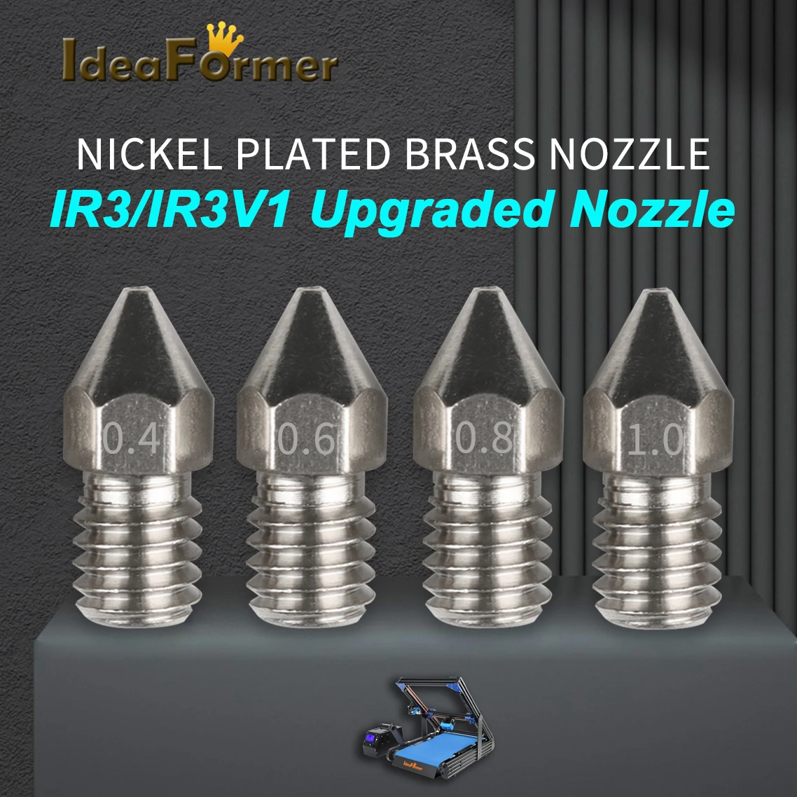 IdeaFormer IR3 V1 NICKEL PLATED Nozzle Upgraded 5/10Pcs 0.4/0.6/0.8/1 ...