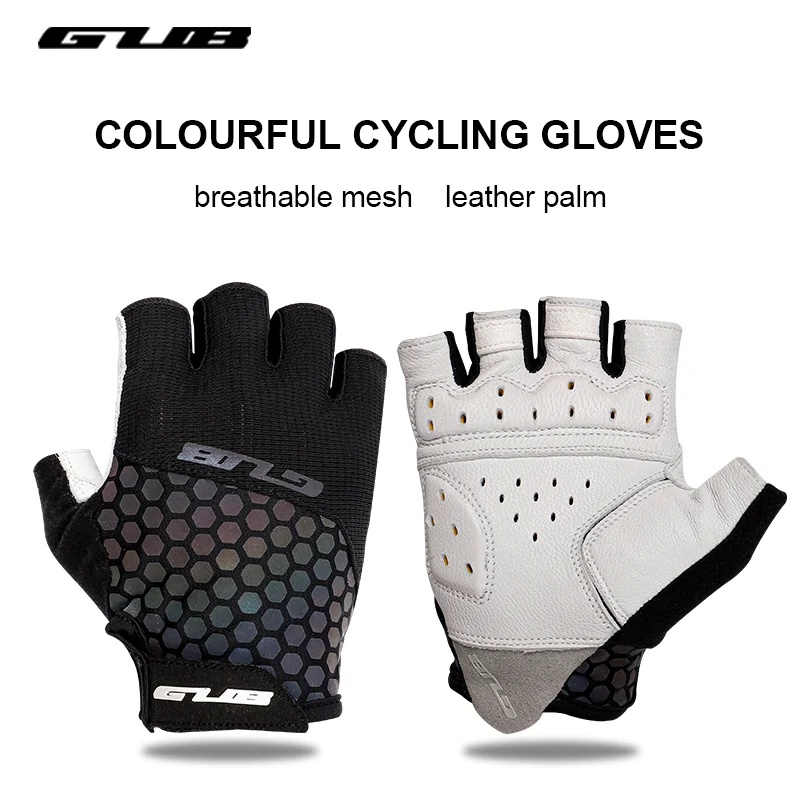 GUB-Half-Finger-Cycling-Gloves-Summer-Leather-Palm-Elastic-Breathable ...