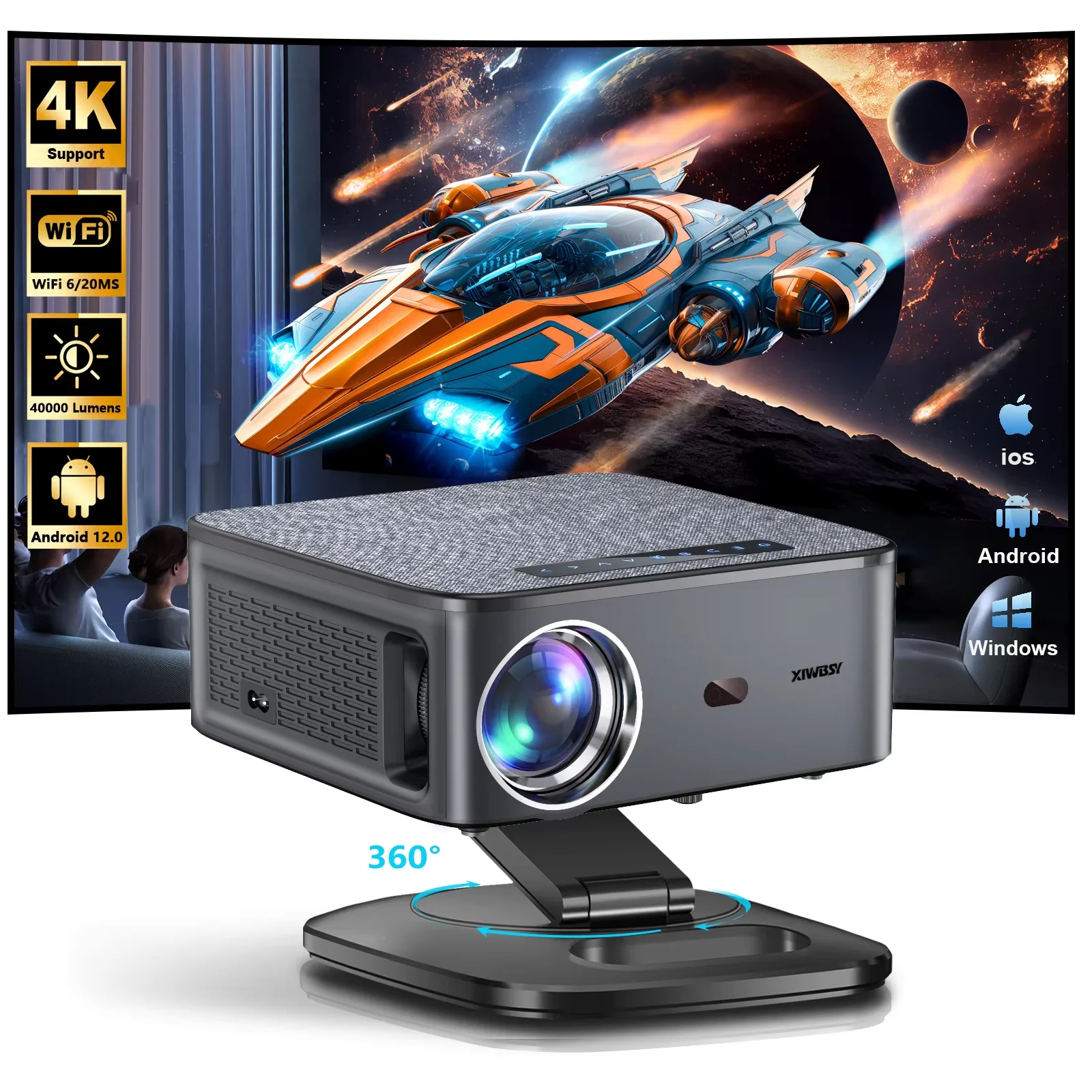 XIWBSY 2025 T08 Projector 40000Lumens Android Projector 8K Decode ...