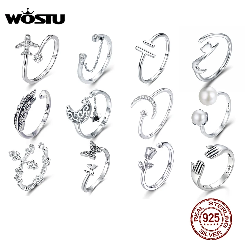 Adjustable Rings Authentic 925 Sterling Silver Stackable Engagement ...