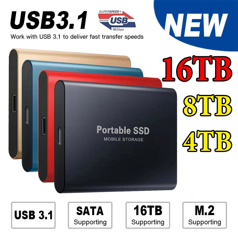 SSD portatile da 1TB unità a stato solido esterna da 2TB disco rigido esterno ad alta velocità ...