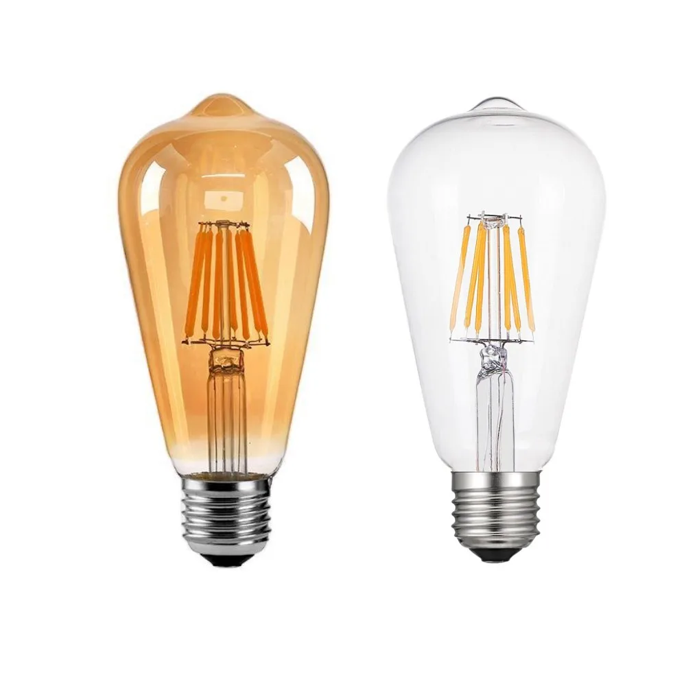 ST64 LED 6W 10W 12W 20W 2700K Gold Filament Bulb E27 B22 Light 220V ...