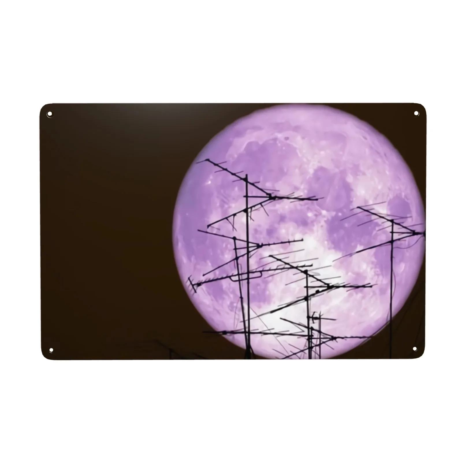 Purple-Moon-Metal-Sign-Decor-Poster-Wall-Home-Silhouette-Decoration-for ...