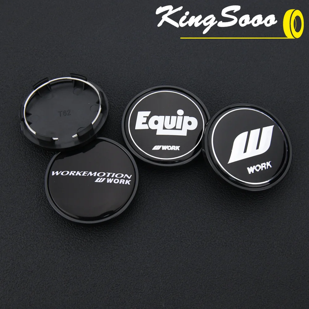 4PCS-Rim-Center-Cap-62mm-OD-56mm-Clip-WORK-Emblem-Sticker-Wheel-Cover ...