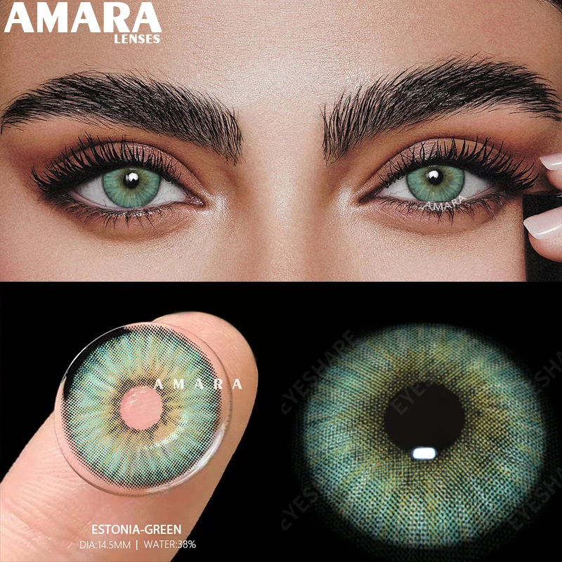 AMARA-lentes-de-contacto-de-color-verde-aspecto-Natural-ojos-marrones ...