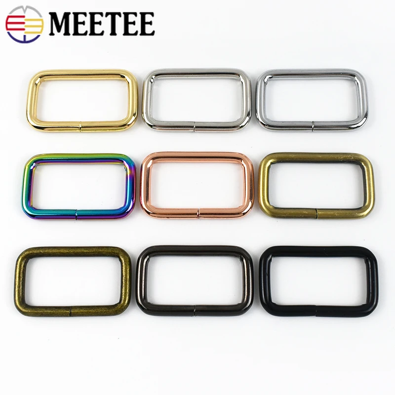5/10Pcs 13-50mm Rectangle Metal Buckles O D Ring Webbing Belt Leather ...