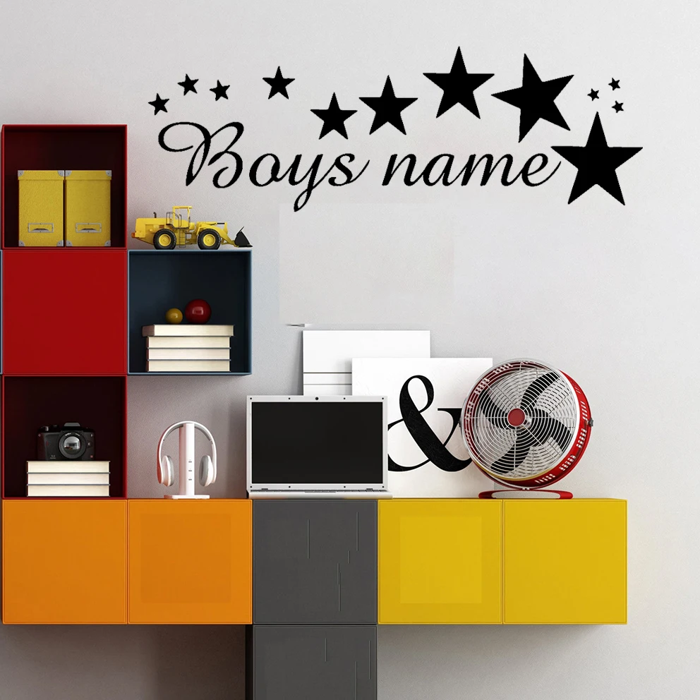 Custom-Name-With-Stars-Boy-Name-Wall-Sticker-Decor-For-Kids-Bedroom ...