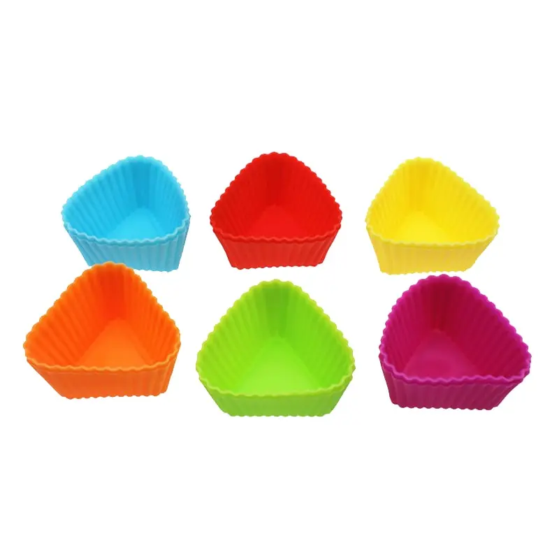 6PCS Silicone Cupcake Mold Fondant Pan Triangle Shape Kitchen Baking ...