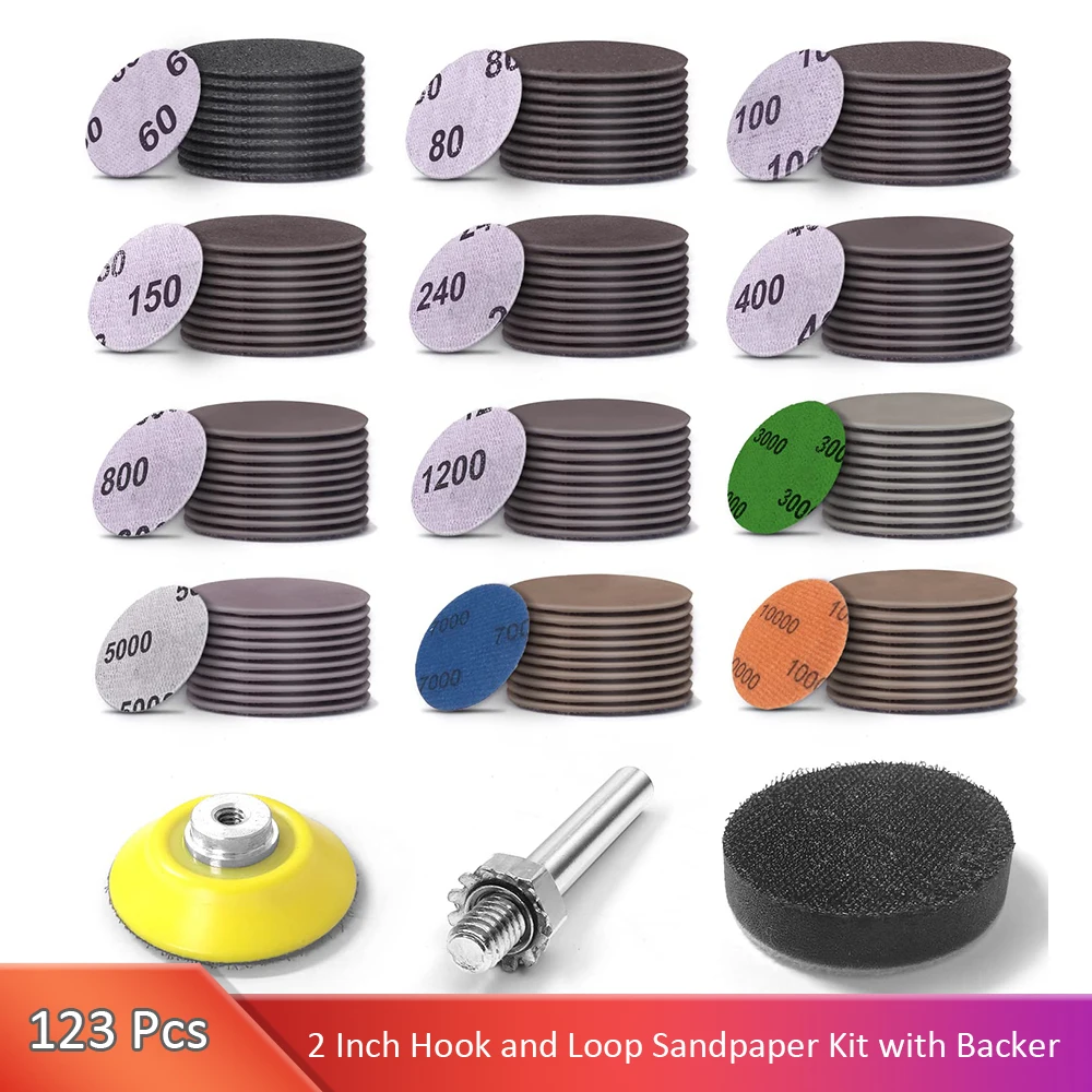 2-Inch-Sanding-Disc-120-Pcs-Wet-Dry-Hook-and-Loop-Sandpaper-Pads-Kit-60 ...