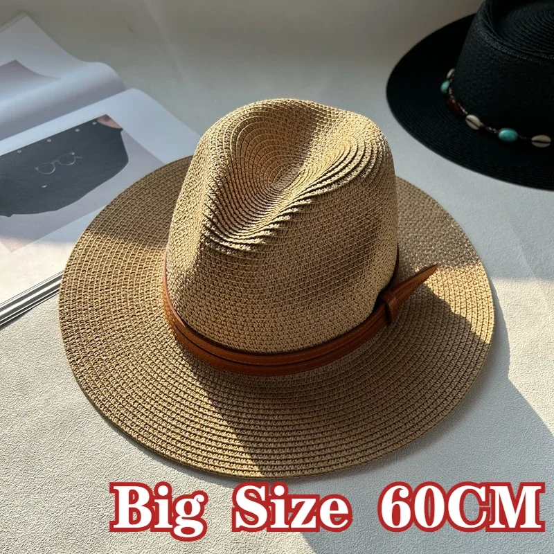Big Head 60CM Panaman Straw Hat with Foldable Straw Woven Hat Plus Size ...