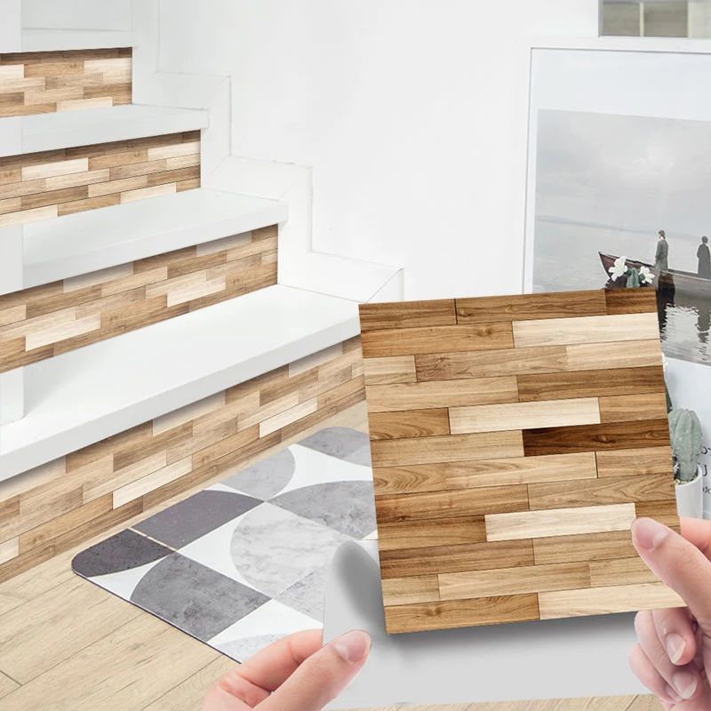 20pcs-10-10cm-Imitation-Wood-Grain-Texture-Tile-Sticker-PVC-Self ...