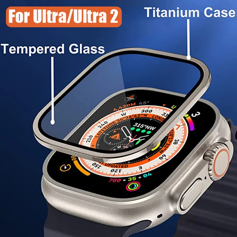 1-2Pcs-Aluminium-Alloy-Case-Tempered-Glass-for-Apple-Watch-Ultra-2-49mm ...