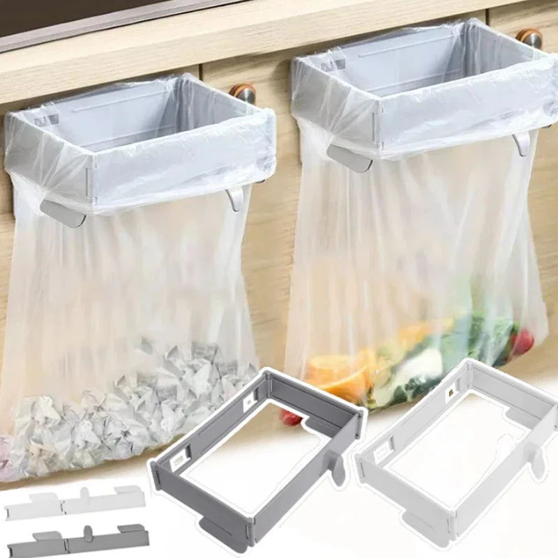 Foldable Trash Bag Holder Wall-Mounted Kitchen Garbage Bag Holder ...