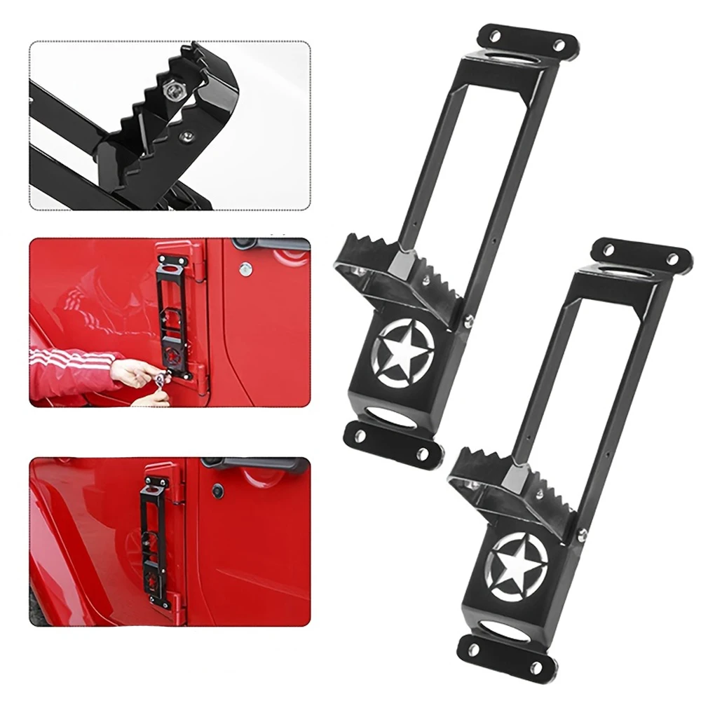 Car Exterior Door Hinge Folding Foot Pedal Peg Rest Pedal Plate Foot ...