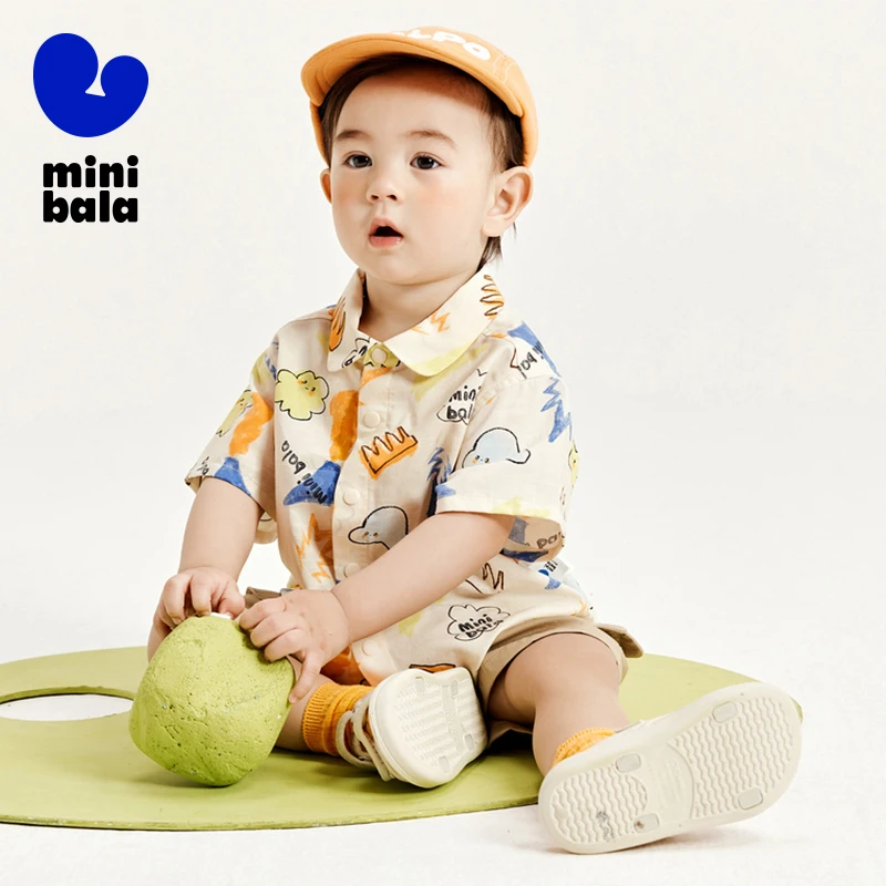 Mini-Bala-Short-Sleeve-Set-Summer-New-Boys-Soft-Breathable-Dinosaur-Set ...