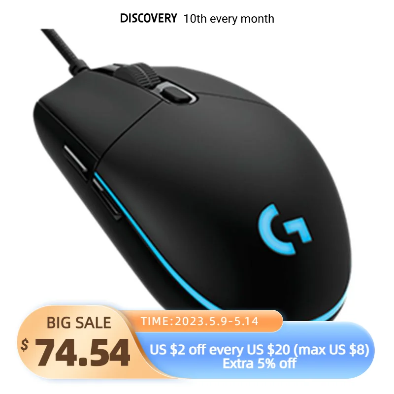 로지텍 G 프로 유선 게임 마우스, RGB 다채로운 백라이트 매크로 프로그래밍|game mouse|mouse rgbwire ...