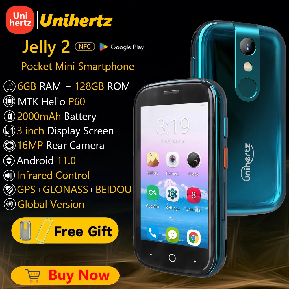Unihertz Jelly 2 Group Mini Smartphone Android 11 Helio P60 Octa Core ...