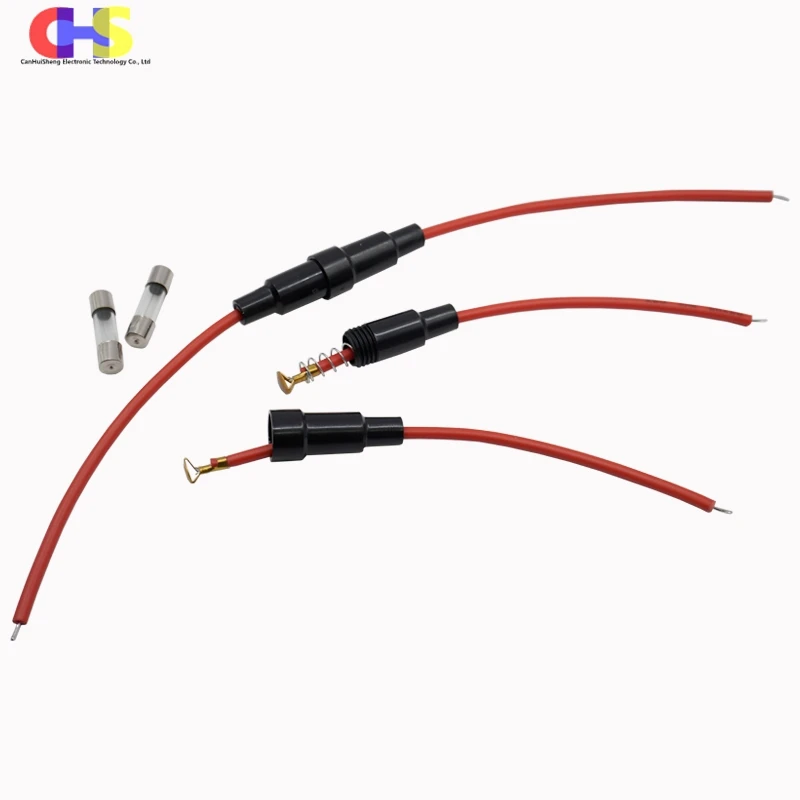5PCS 20AWG/22AWG Wire Cable 5*20mm Glass Fuse Holder With 5x20MM 250V 0 ...