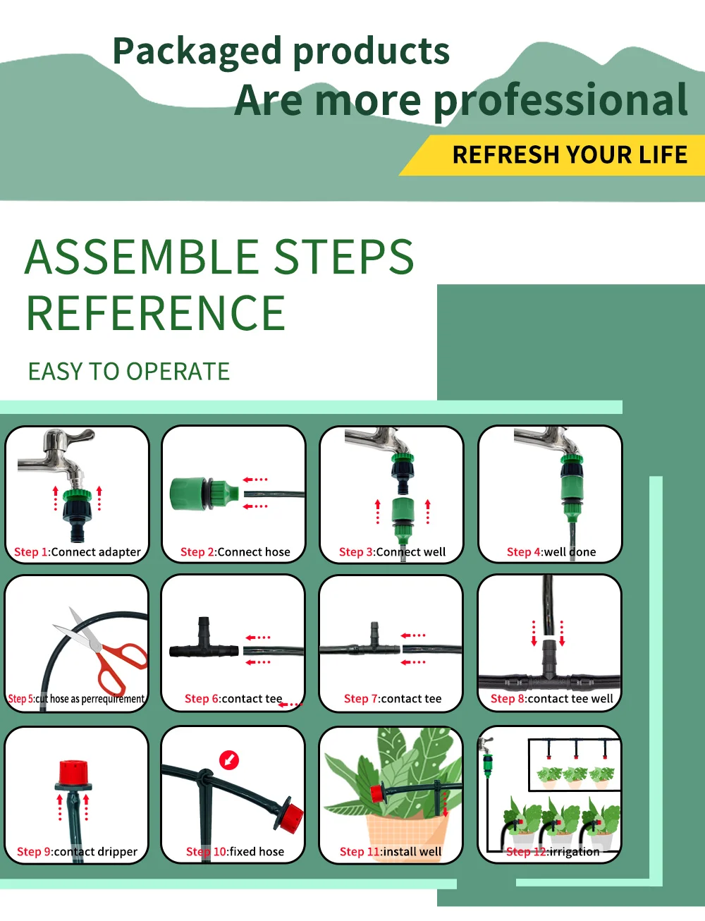 OASIS 50M-5M DIY Drip Irrigation System Automatic Watering Garden Hose ...