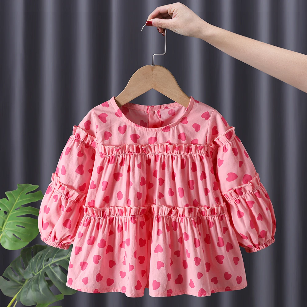 Children Blouse Heart | Kids Puff Sleeve Girls Blouse | Pink Blouse ...