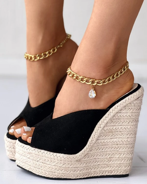 GIGIFOX Peep Toe Geflochtene Espadrille Keil Sandalen Sommer Super High ...