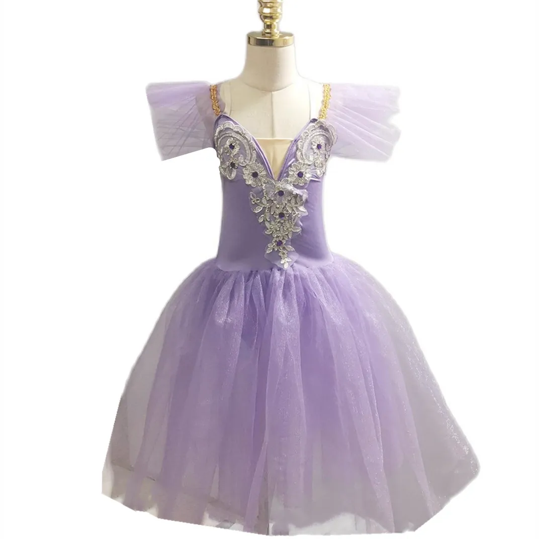Long Ballet Dance Dress Skirt Swan Lake Modern Dance Wear Sling Girls ...