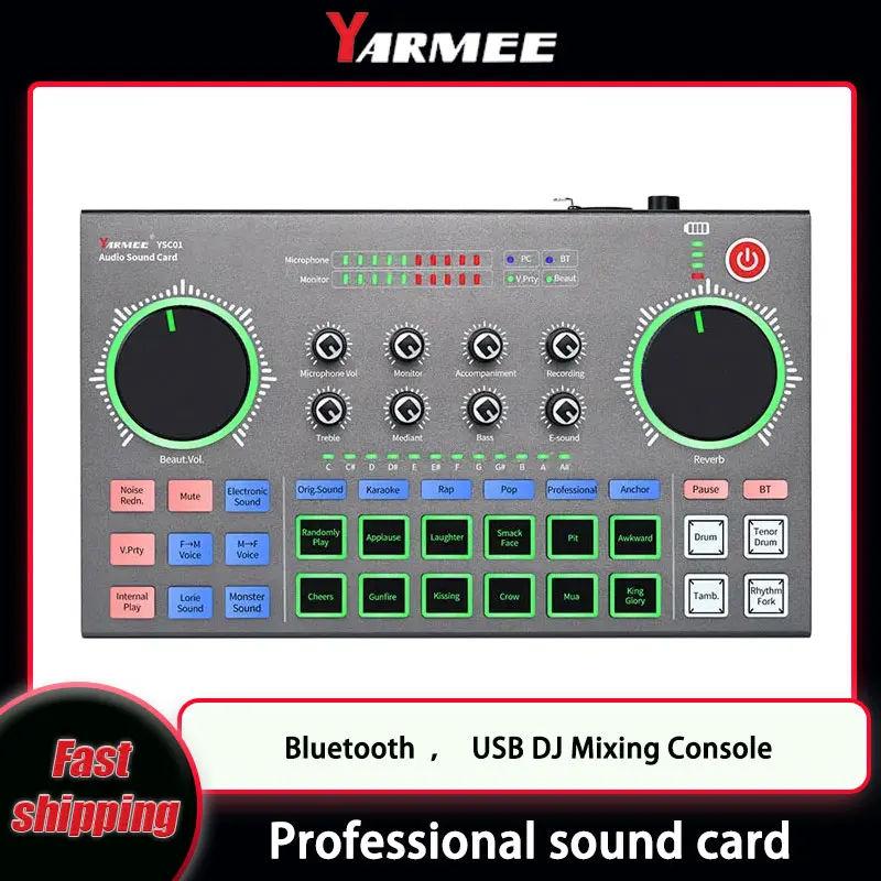 YARMEE-48V-Professional-Sound-Card-Bluetooth-DSP-Echo-Audio-Mixer-USB ...
