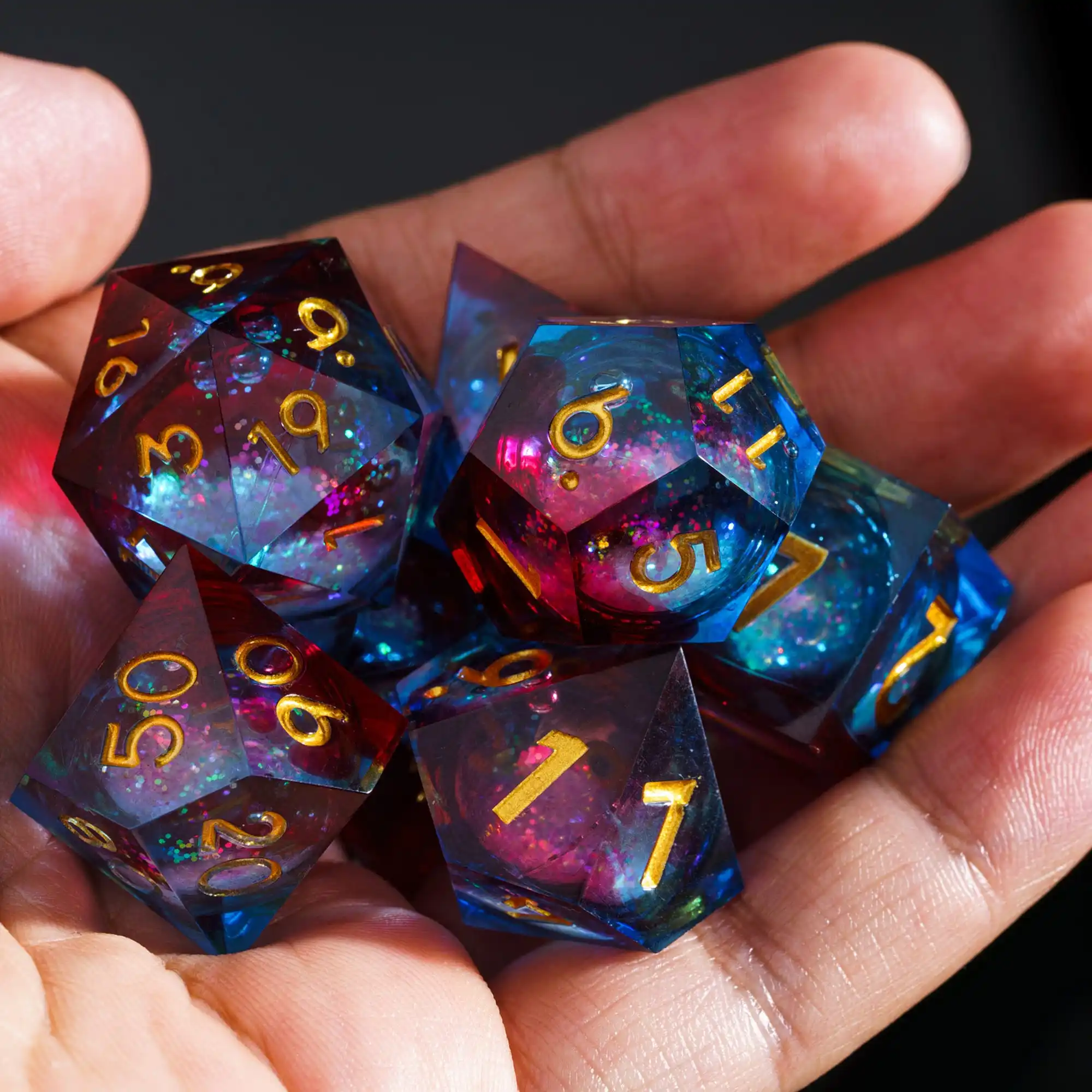Liquid-Quicksand-Dice-DND-D4-D20-Handcrafted-Polyhedral-Dice-Set-7Pcs ...