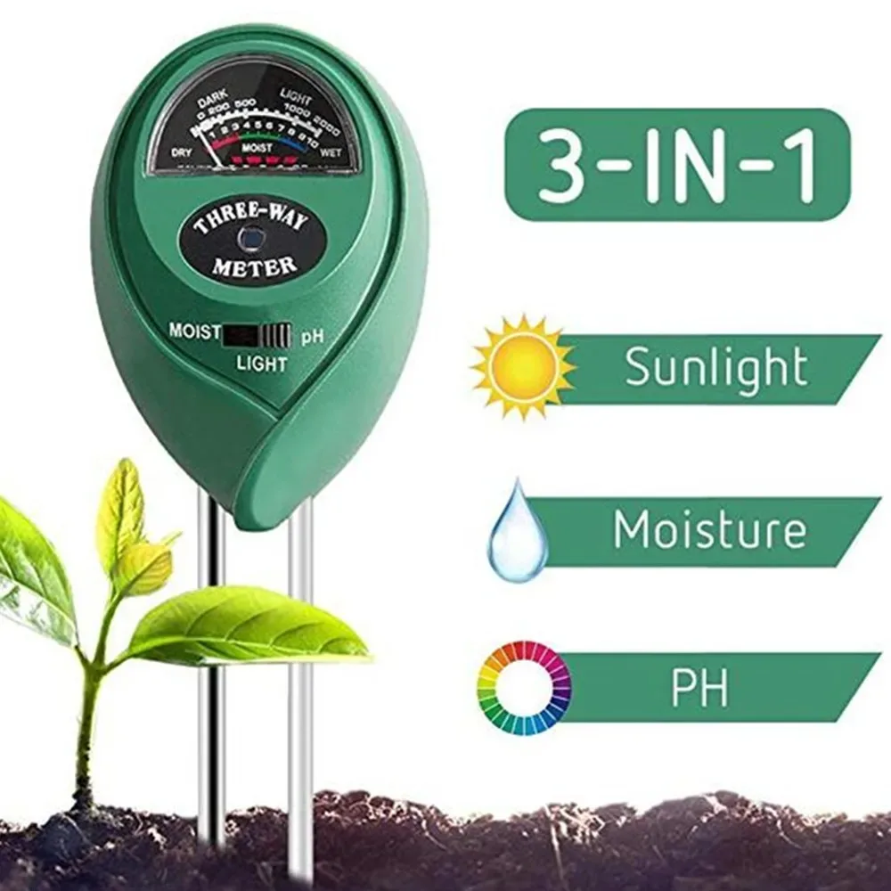 3 in 1 Soil Meter Moisture Light PH Testers With 2 Probes Soil Monitor ...