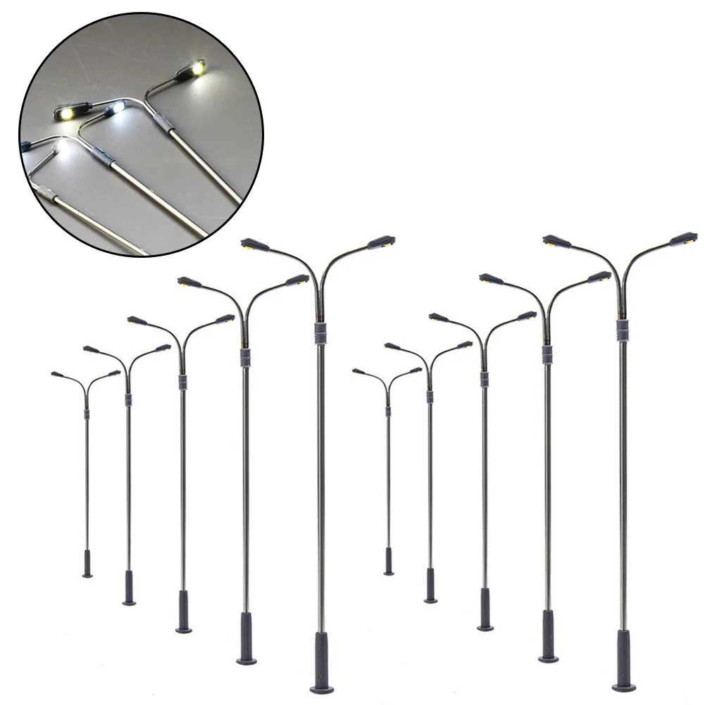 10pcs HO Scale 1:100 Two-heads Model Street Light Lamps Model Trains ...