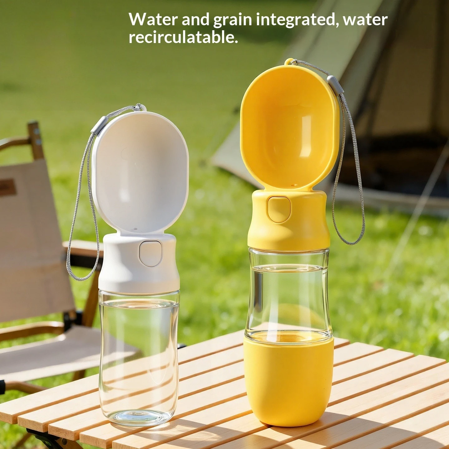 2 in 1 Dog Water Bottle Food Container Leak-Proof Pet Water Cup ...