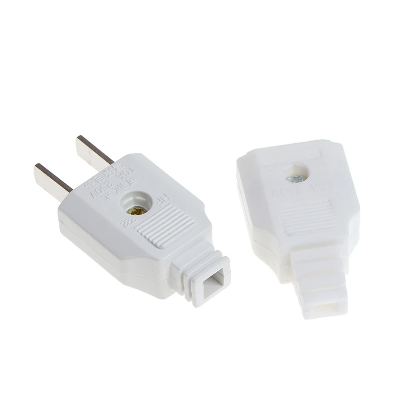 1PC-White-US-250V-10A-2-Flat-Pin-AC-Power-Butt-Plug-Two-pin-Extension ...