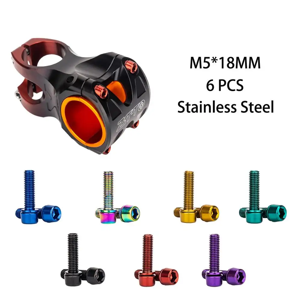 6Pcs-Stainless-Steel-Bicycle-Stem-Bolts-M5-18mm-MTB-Bicycle-Riser ...