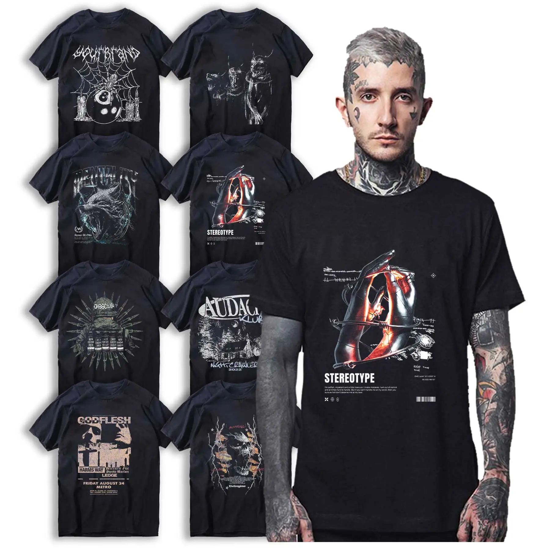 Drop-Shipping-Cotton-PUNK-Graphic-Unisex-T-Shirt-big-size-stretwear ...