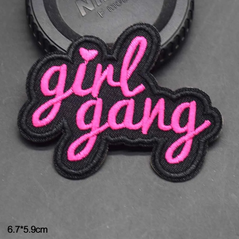 Novelty-Pink-Girl-Gang-Letters-Words-Embroidery-Punk-Clothes-Patch-For ...