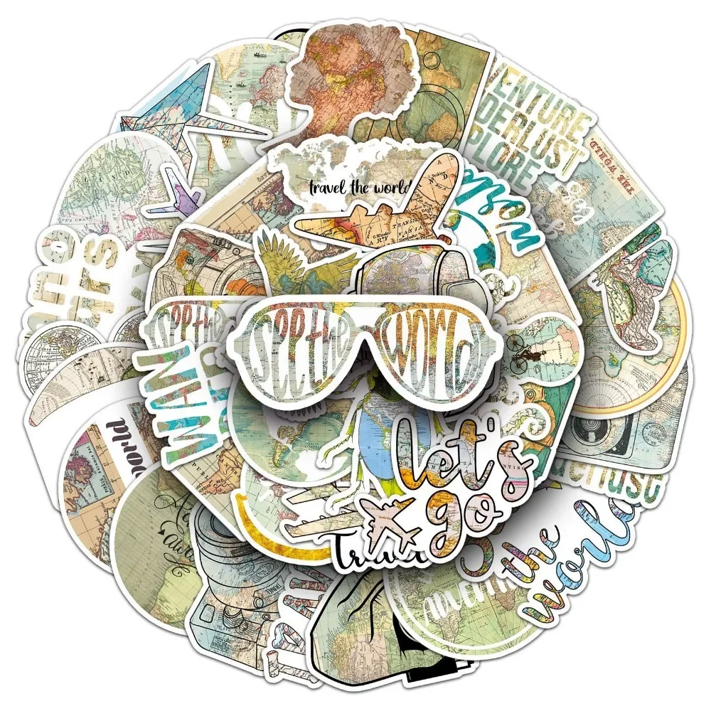 10-50Pcs-World-Map-Stickers-for-Skateboard-Bicycle-Guitar-Laptop-Kids ...